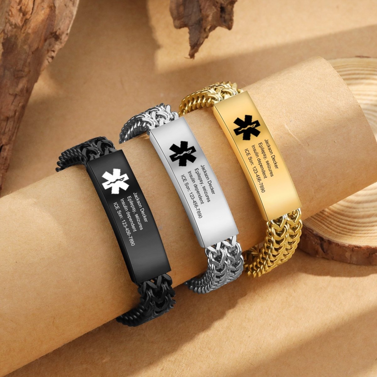 Custom Medical Alert Bracelet – Personalised Letter Engraving ...