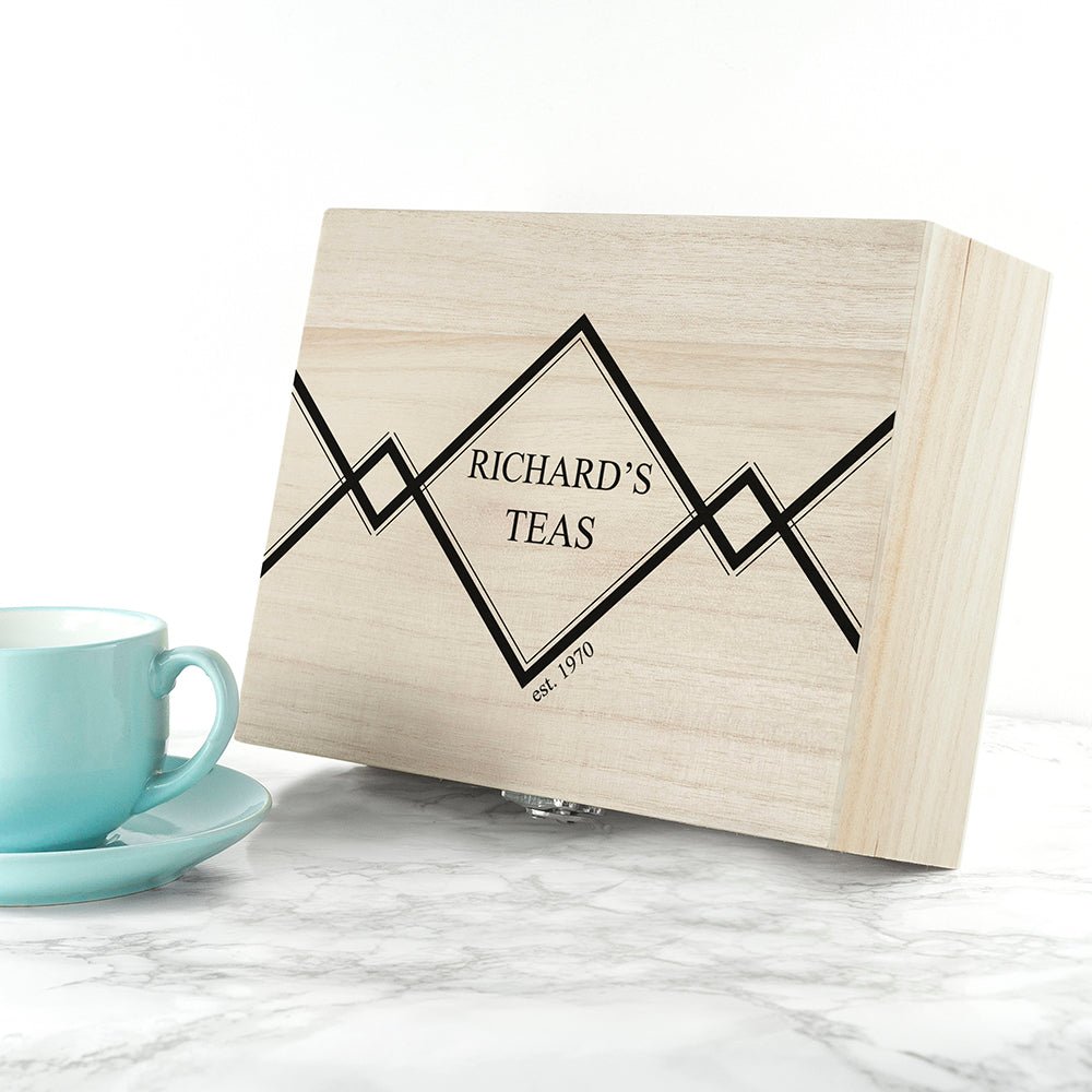 Personalised Wooden Tea Box – Custom Name Pine Wood Tea Storage Gift F ...