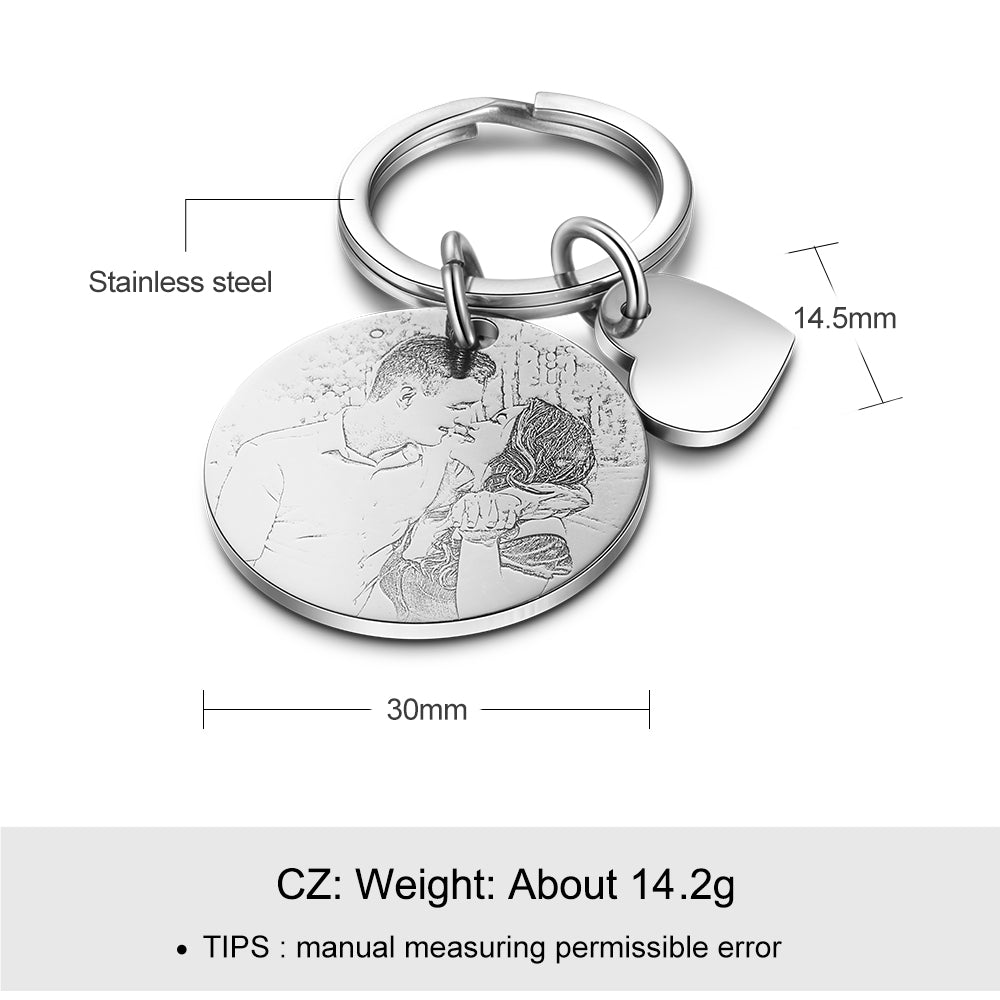 Special Date Photo Keychain Round Special Date Photo Stainless steel Personalised Charms Key Ring Anniversary gift Valentine s day Gift